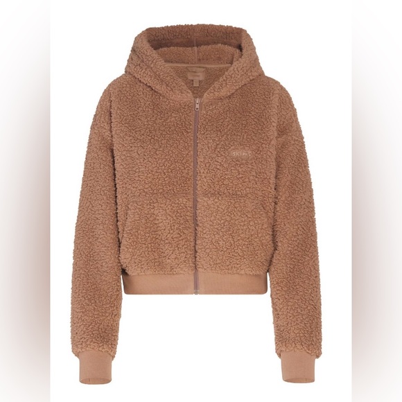 SKIMS | Jackets & Coats | Nwt Skims Teddy Zip Up Hoodie Jacket Desert ...